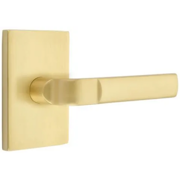 Emtek 5052 MODERN DESIGNER BRASS - LEVERSETS With Modern Rectangular R – Golden Locks Inc