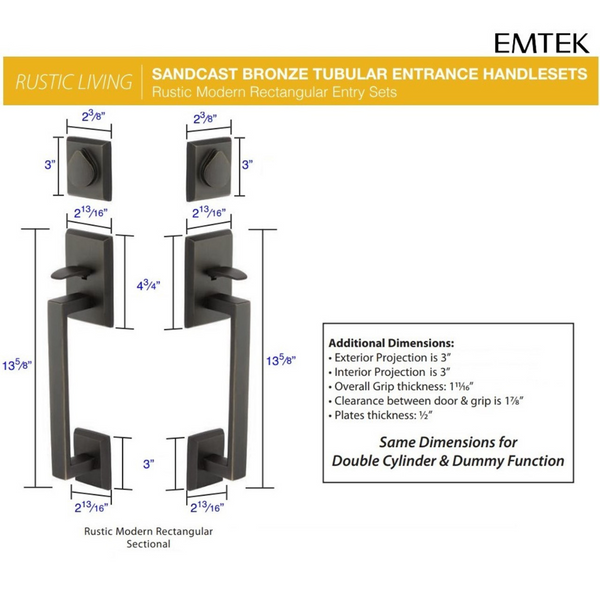 Emtek 454424 Rustic Modern Rectangular Sectional Grip by Grip Entrance – Golden Locks Inc