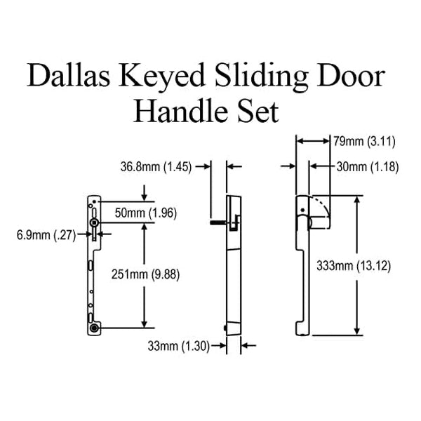 DALLAS KEYED SLIDING DOOR HANDLE SET, HLS9000 GEARS RH 1-3/4" PANEL ...