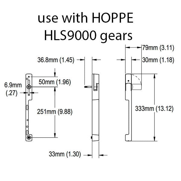 DALLAS DUMMY SLIDING DOOR HANDLE SET, HLS9000 GEAR RH 1-3/4" PANEL - A ...