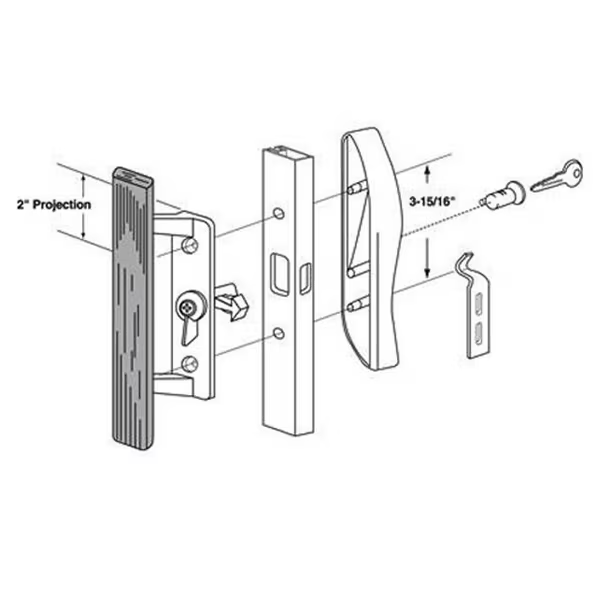 Sliding Patio Glass Door Handle Set Keyed Reversible Handing – Golden ...