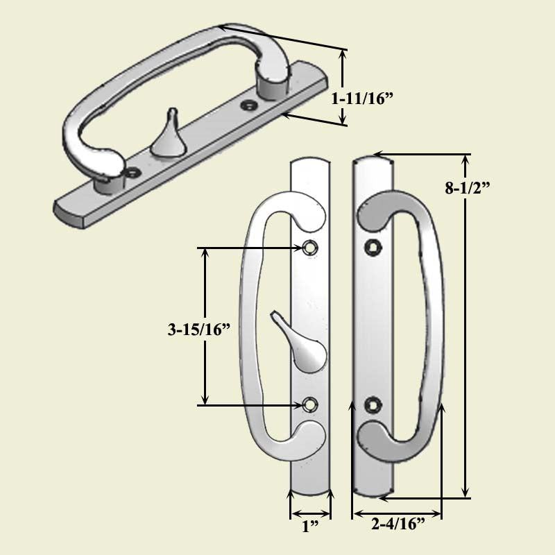 Legacy Glass Sliding Door Handle, Offset Thumb Turn - Choose Color ...