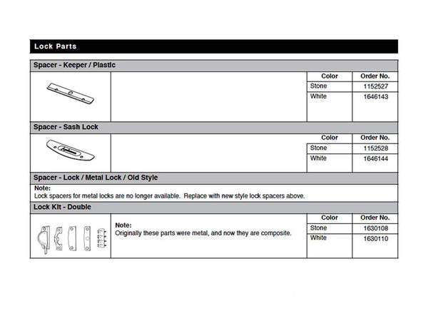 Andersen Shim Spacer For Andersen Double Hung Windows Sash Lock White ...