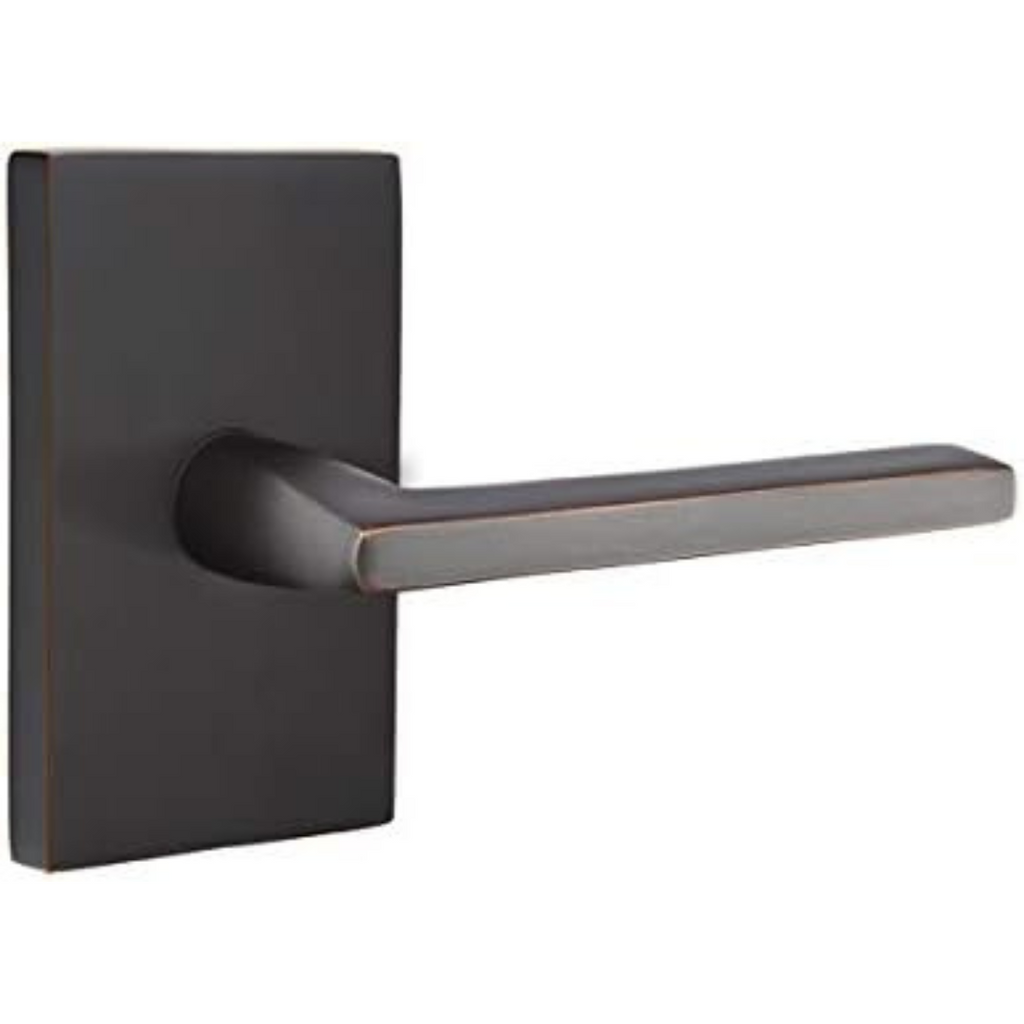 Emtek 5112 MODERN CLASSIC BRASS - LEVERSETS With Modern Rectangular Ro ...