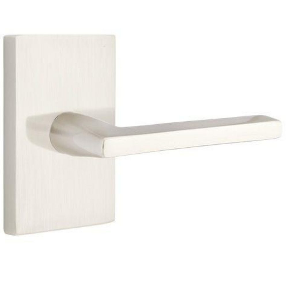Emtek 5112 MODERN CLASSIC BRASS - LEVERSETS With Modern Rectangular Ro ...
