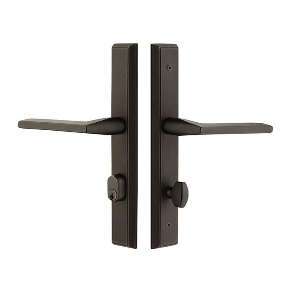 Emtek 5442 STRETTO Narrow Trim Lockset, 2" x 10" Rectangular Keyed, Br ...