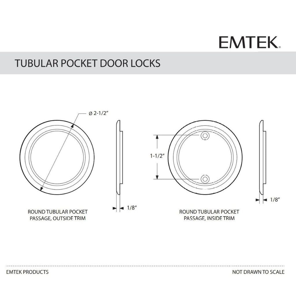 Emtek 2144 Round Pocket Door Tubular Lock (2-1/2" Diameter) - Passage ...