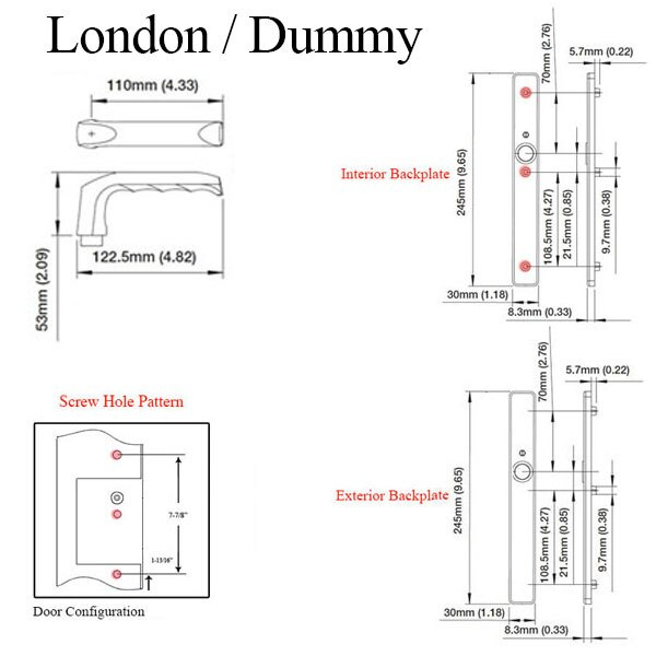 HOPPE MULTIPOINT LOCK HANDLESET, 113/ 2246, LONDON, ALUMINUM, FIXED DU ...