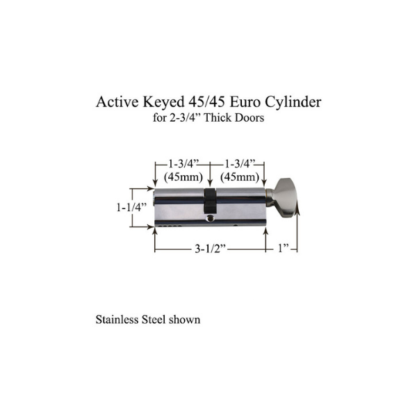 ACTIVE KEYED 45 / 45 EURO CYLINDER KIT FOR 2-3/4" THICK DOOR – Golden ...