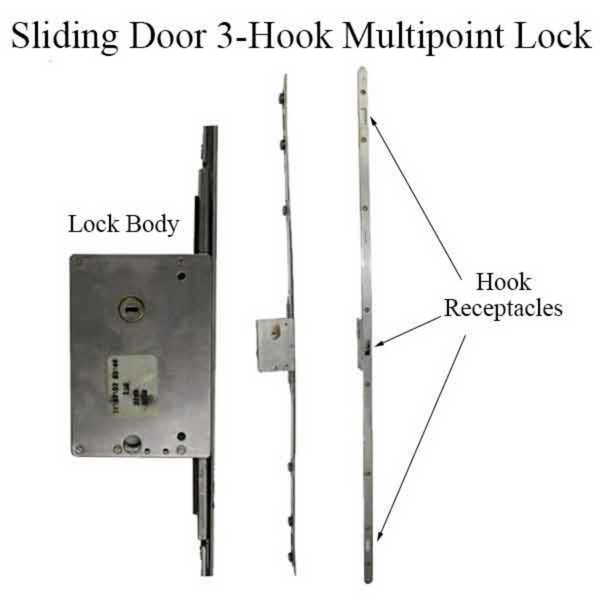Sentinel Multipoint Sliding Door Lock 3 Hooks - 45 Mm - Stainless Stee ...