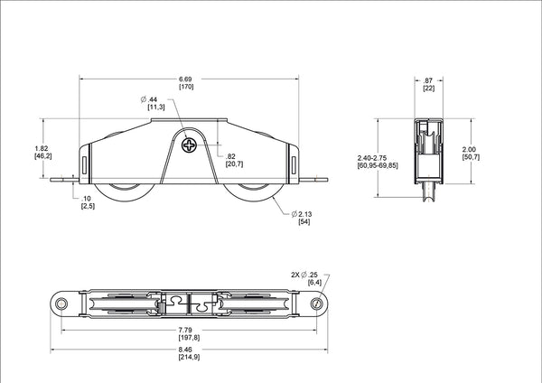 53021001 Rockwell Stainless Steel Heavy Duty Side Adjust Tandem Slidin ...