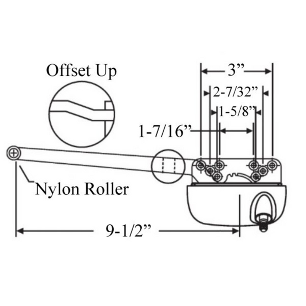 Truth Ellipse 9-1/2 Single Arm Operator, Offset Arm - White, Left Hand ...