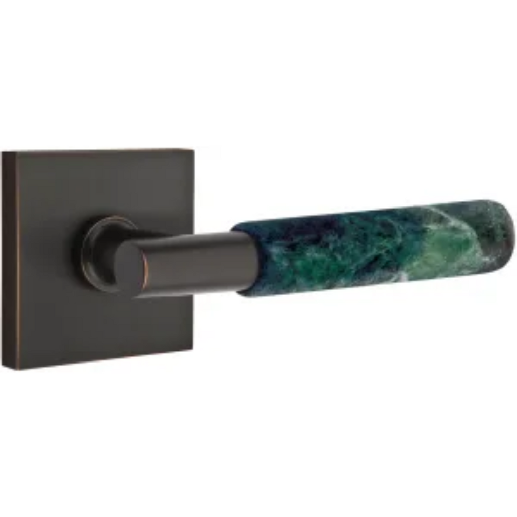 Emtek 5212 Select Brass Lever Handle With Stem And Modern Rectangular ...