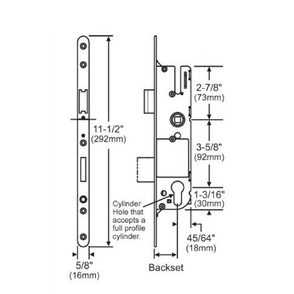G-U MONOLOCK 50/92 EURO SINGLE POINT MORTISE LOCK (SPL) - STAINLESS ST ...