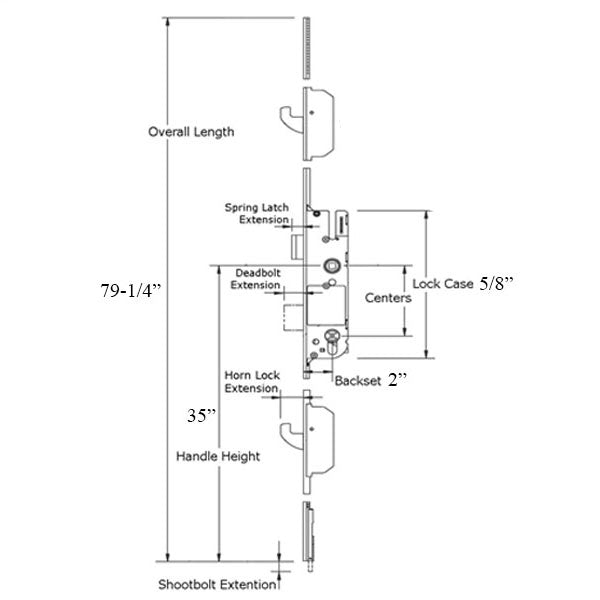 RHINO ACTIVE 50/92 EUROPA MULTIPOINT LOCK KIT, 5-POINT HOOK - STAINLES ...