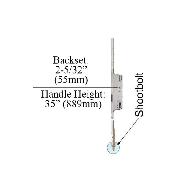 CREMONA 55/92 INACTIVE SHOOTBOLT, PASSIVE DOOR 2 POINT LOCK - STAINLES ...