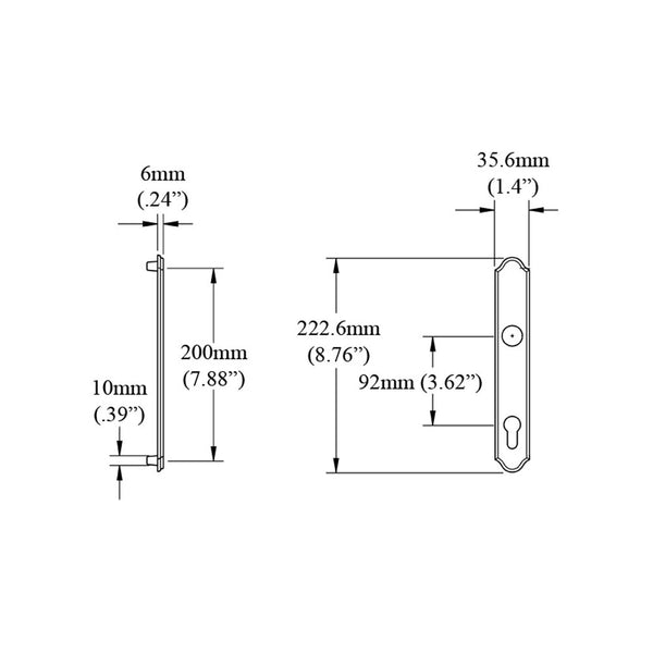 HOPPE TRADITIONAL EXTERIOR BACKPLATE M374N FOR ACTIVE HANDLESETS - MAT ...
