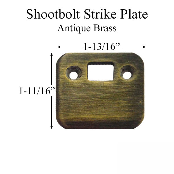 Strike Plate, Shootbolt, Single Door - Antique Brass – Golden Locks Inc