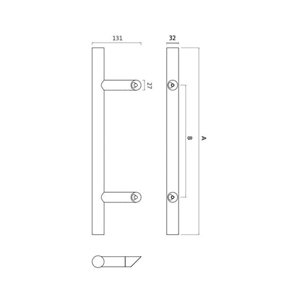 G-U FERCO ROUNDED 47-1/4" PULL HANDLE, 45 DEGREE OFFSET - STAINLESS ST ...