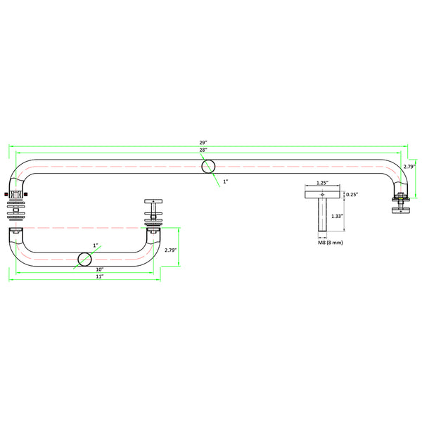 CPPW10X28PS Rockwell Glass Mounted Straight/Combination Push and Pull ...