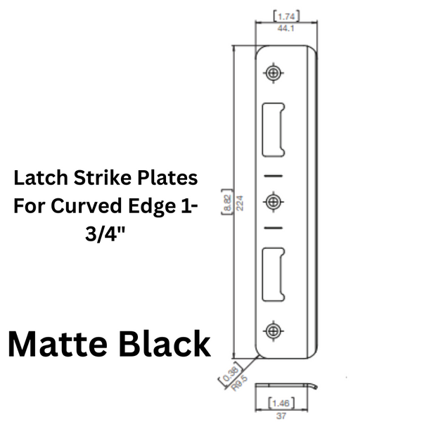 Interlock/Assa Abloy Latch Strike Plates For Curved Edge 1-3/4", Matte ...