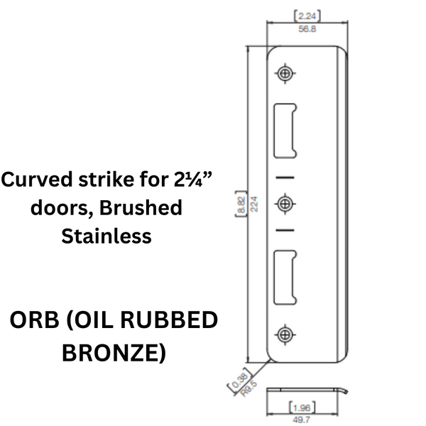 Interlock/Assa Abloy - Curved strike for 2¼” doors, ORB (OIL RUBBED BR ...