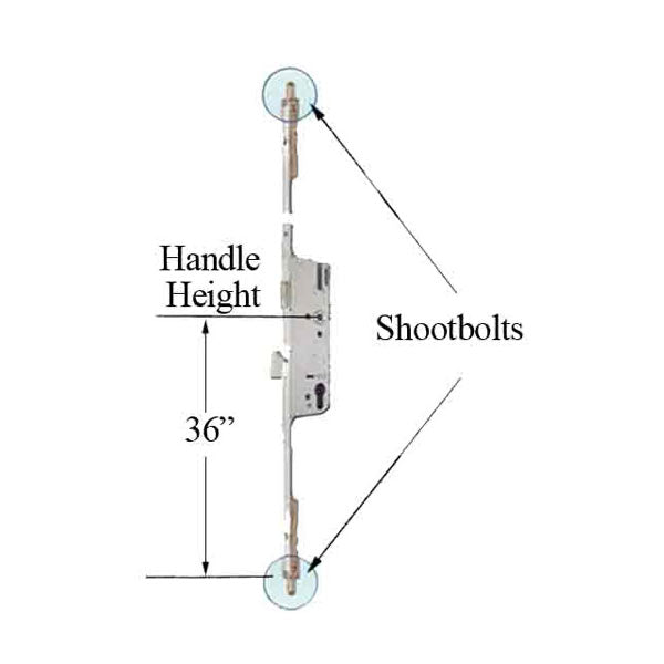 HOPPE 3-POINT MULTIPOINT LOCK, DOOR HEIGHTS 76.61"- 80.56", 1-3/4" BAC ...