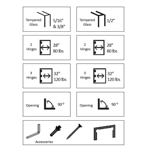 SHS037S-BSN Wall to Glass Square Shower Door Hinge in Brushed Nickel f ...