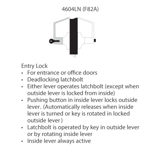 Accentra (Yale) 4604LN BAU SFIC Interchangeable Core Entry/Office Leve ...