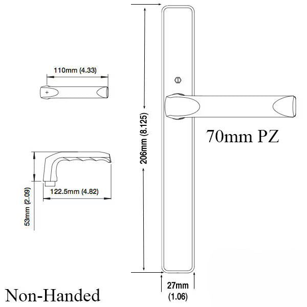 Atrium / Ferco 70mm handle, 7 mm Spindle, White – Golden Locks Inc